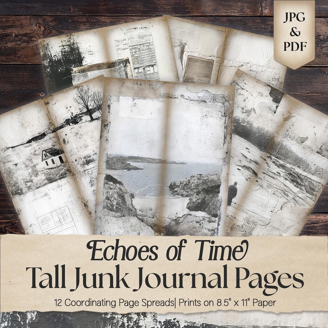 Masculine Tall Skinny Junk Journal Pages, Essentials Neutral Printable ...