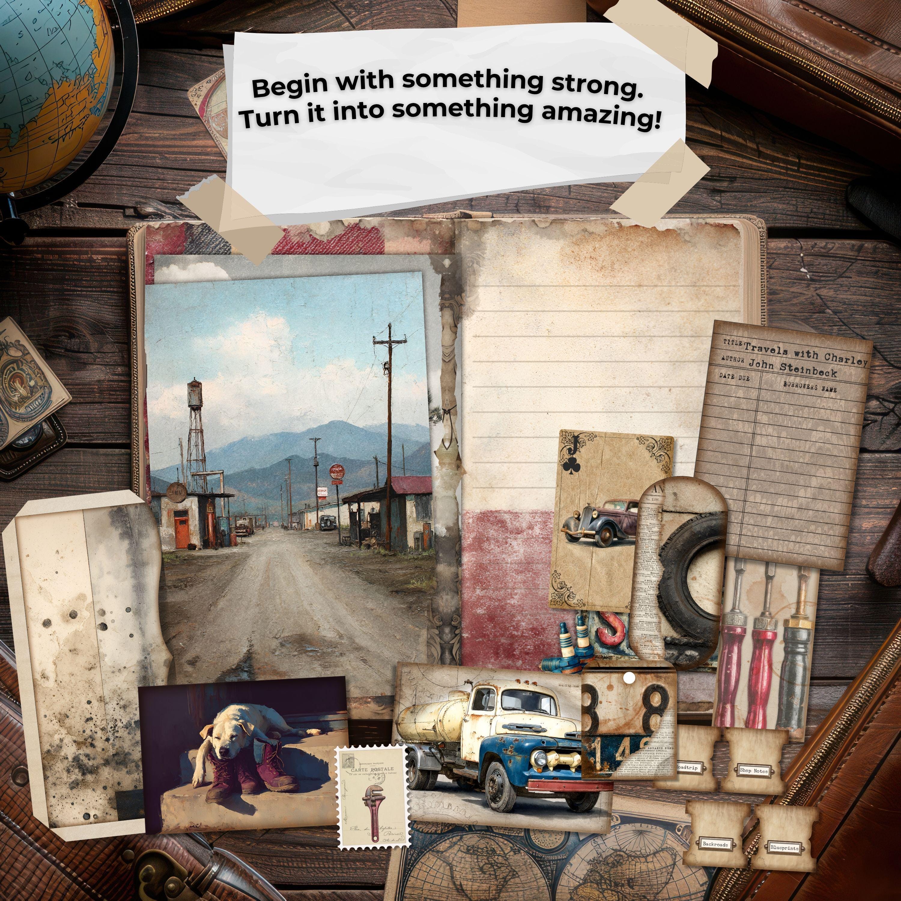 Masculine Junk Journal Printable Kit, Classic Cars Men Theme Pages ...