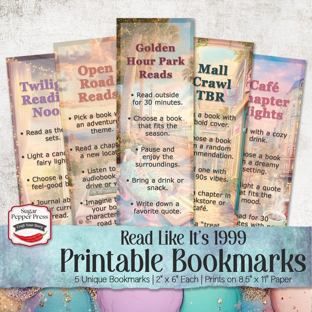 90s Themed Printable Reading Challenge Ideas Bookmarks, Digital ...