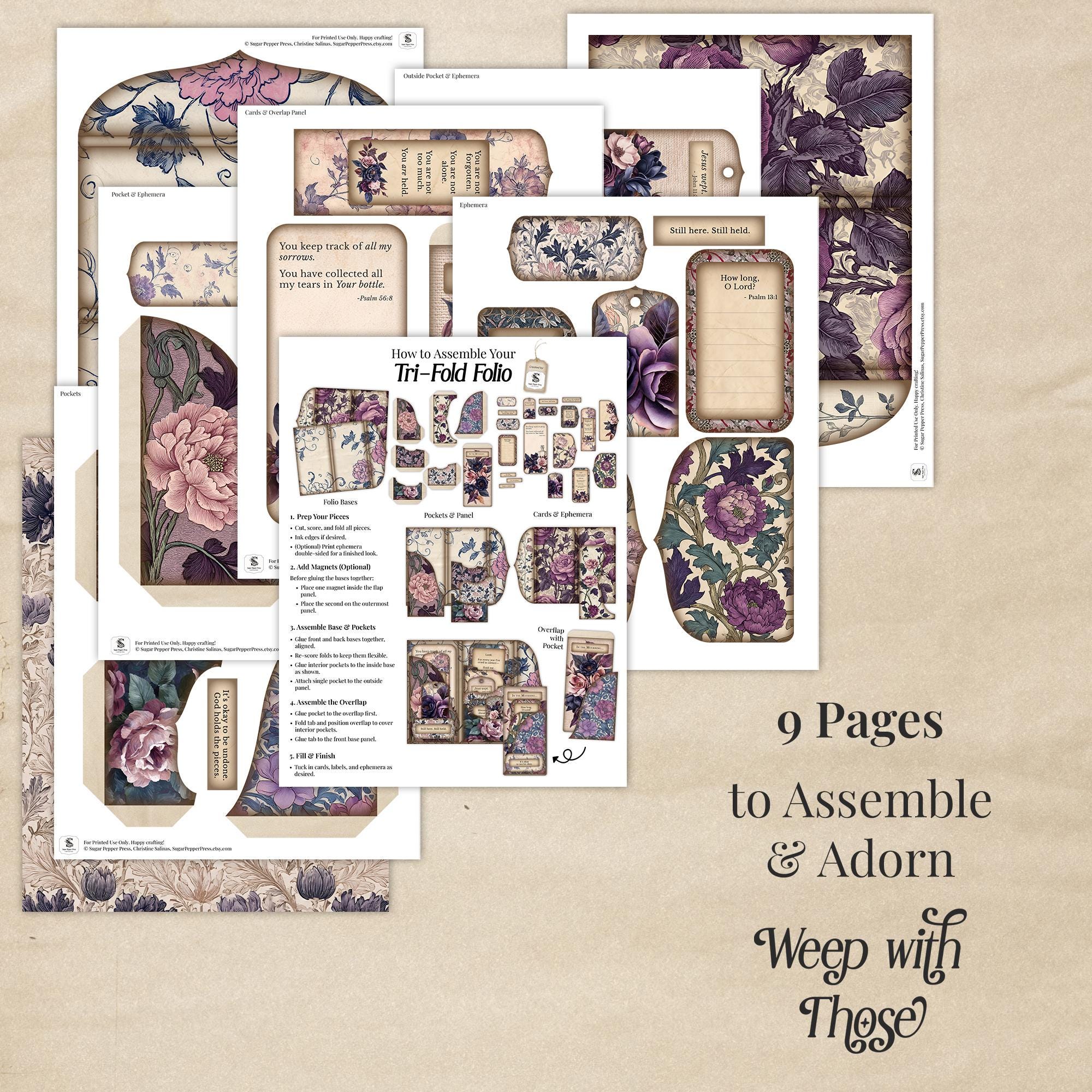 Grief Devotional Junk Journal Folio, Christian Vintage Faith Scripture ...