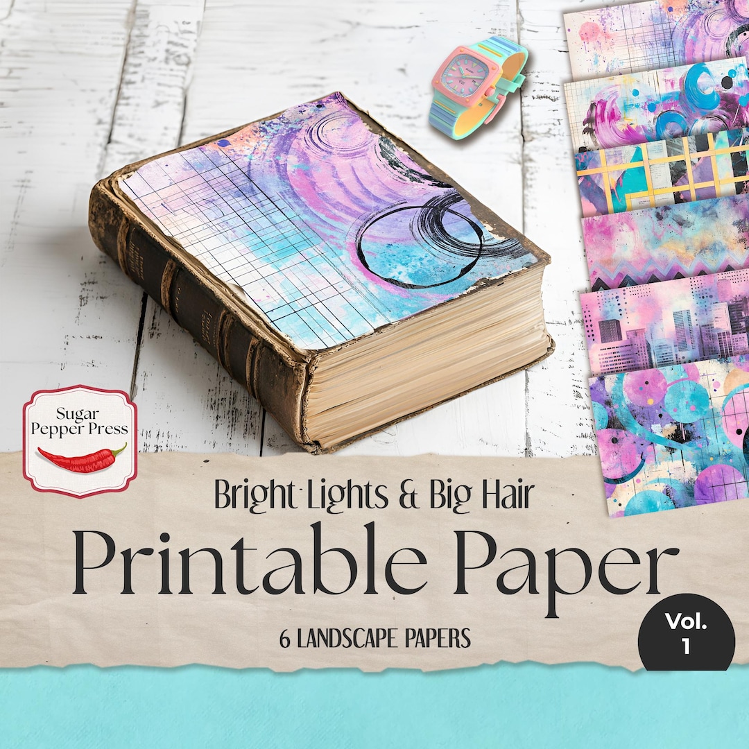 Groovy Pastel 80s Digital Paper | Vibrant Retro Designs for Junk ...