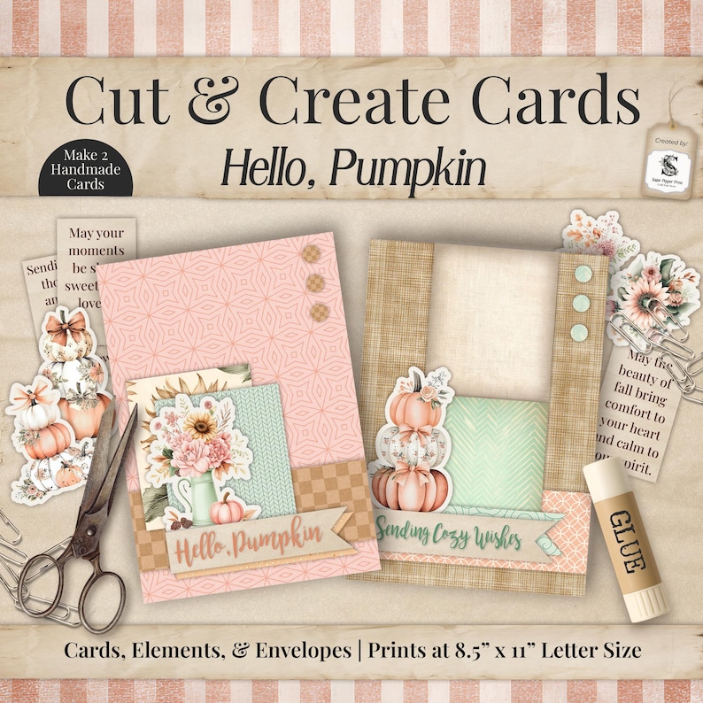Pink Pumpkin Card Making Kit – DIY Autumn Cards (printable) - Etsy