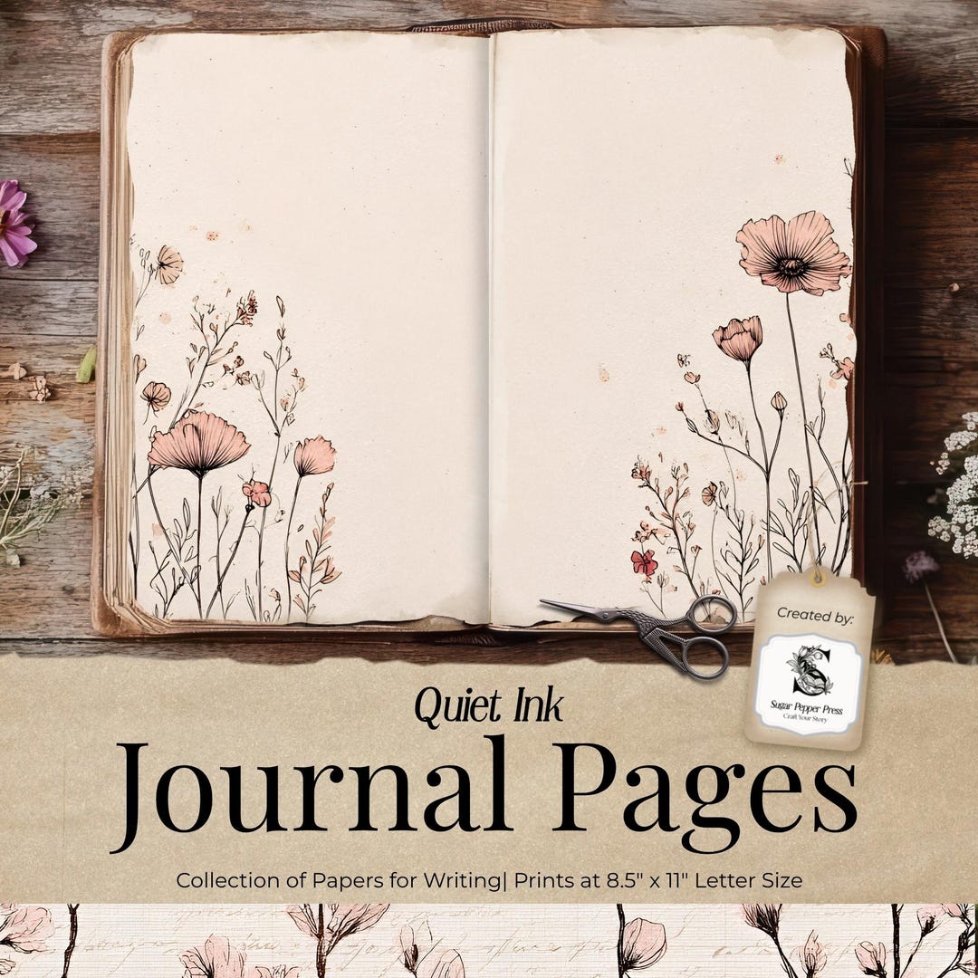 Minimalist Cottagecore Junk Journal Pages, Neutral Floral Vintage ...