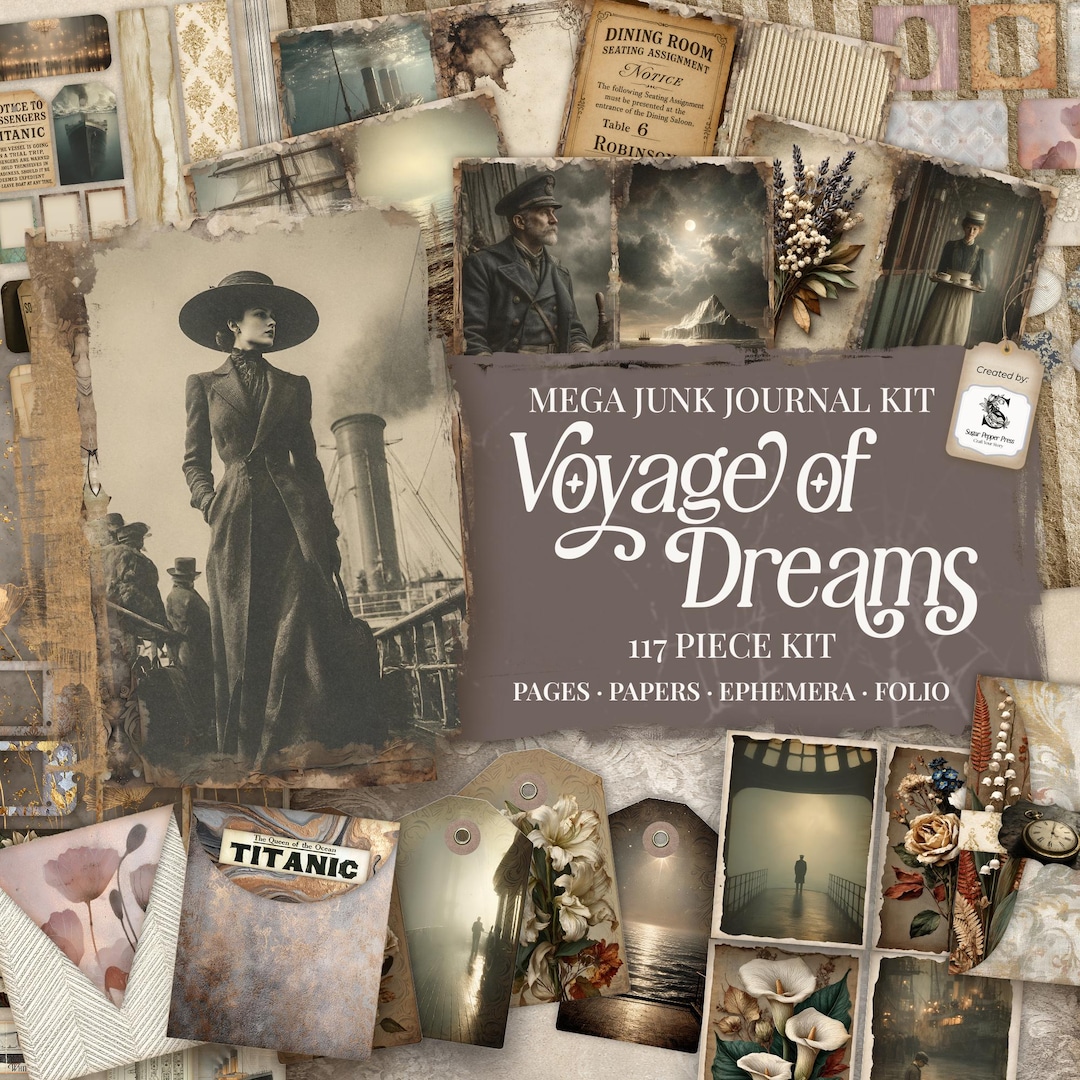 Titanic Junk Journal Kit, Vintage Ephemera, Scrapbook Pages (digital ...