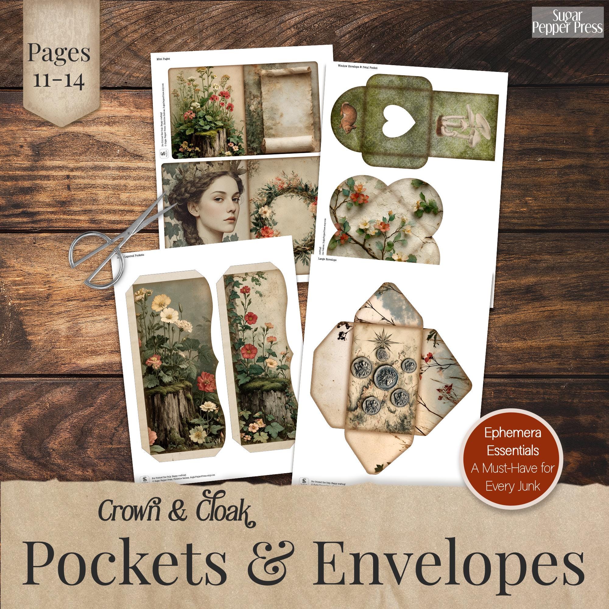 Renaissance Ephemera, Robin Hood Junk Journal Pockets, Vintage Woodland ...