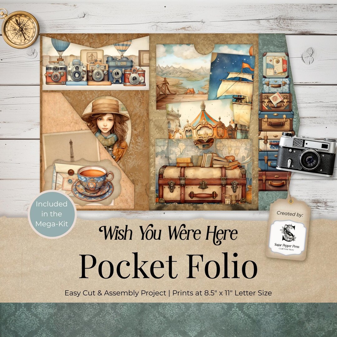 Retro Travel Junk Journal, Printable Pocket Folio Kit (digital Download) SP069 - Etsy