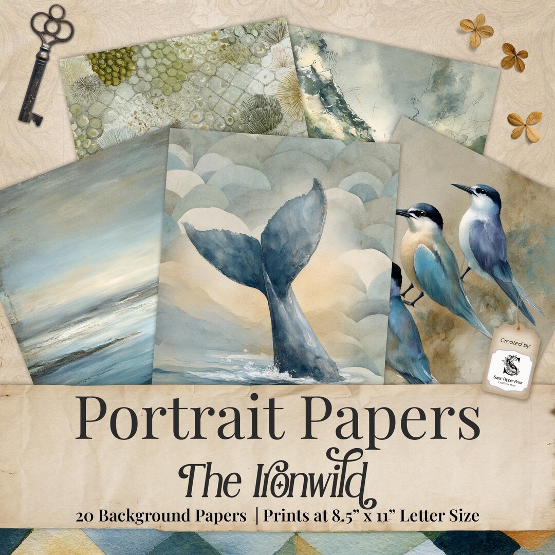 Iceland Forest Portrait Papers: Vintage Scrapbook Backgrounds (digital ...