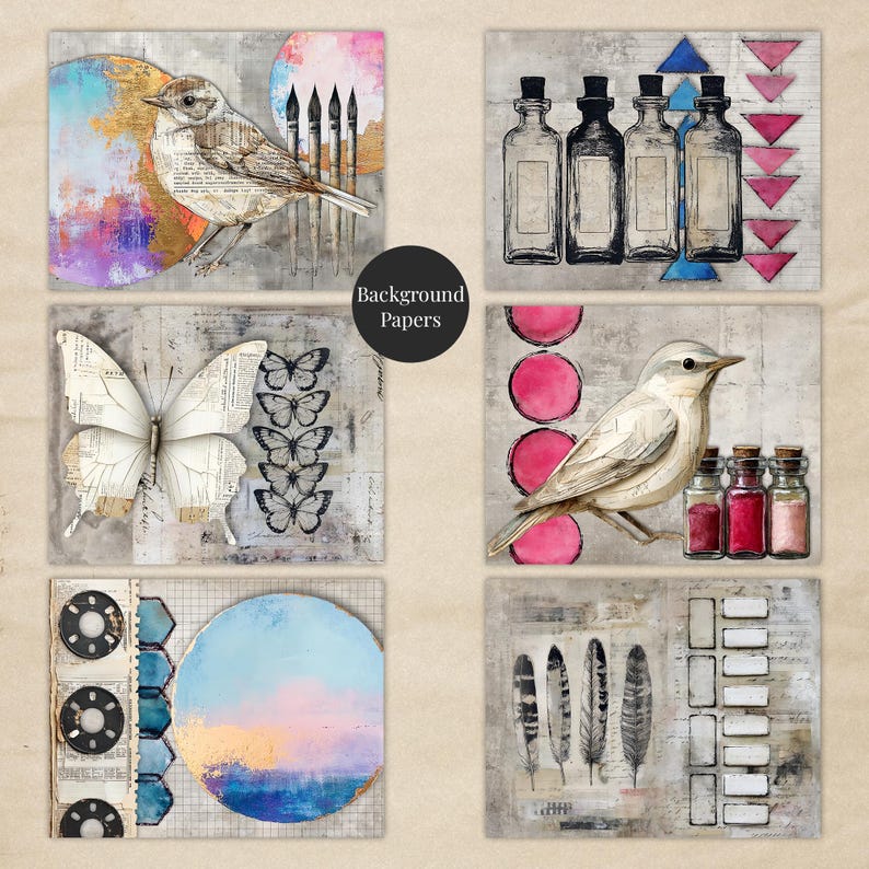 Paint Swatch Pages & Papers | Vintage Grungy Junk Journal for ...