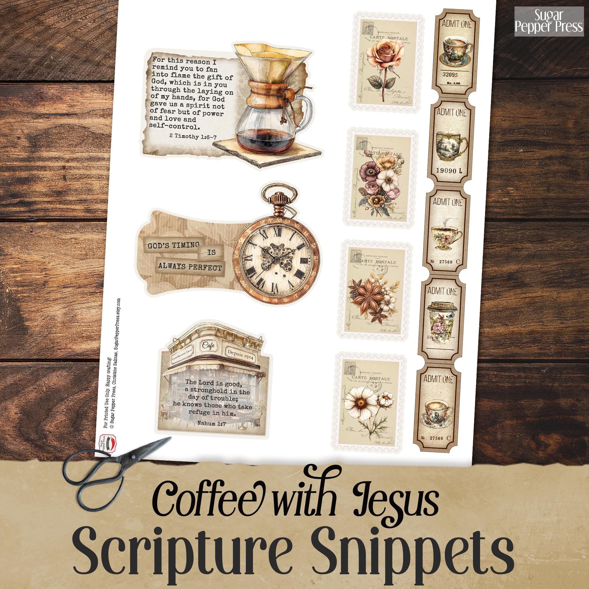 Scripture Scraps Junk Journal Ephemera | Coffee Chic Printable, Jesus ...