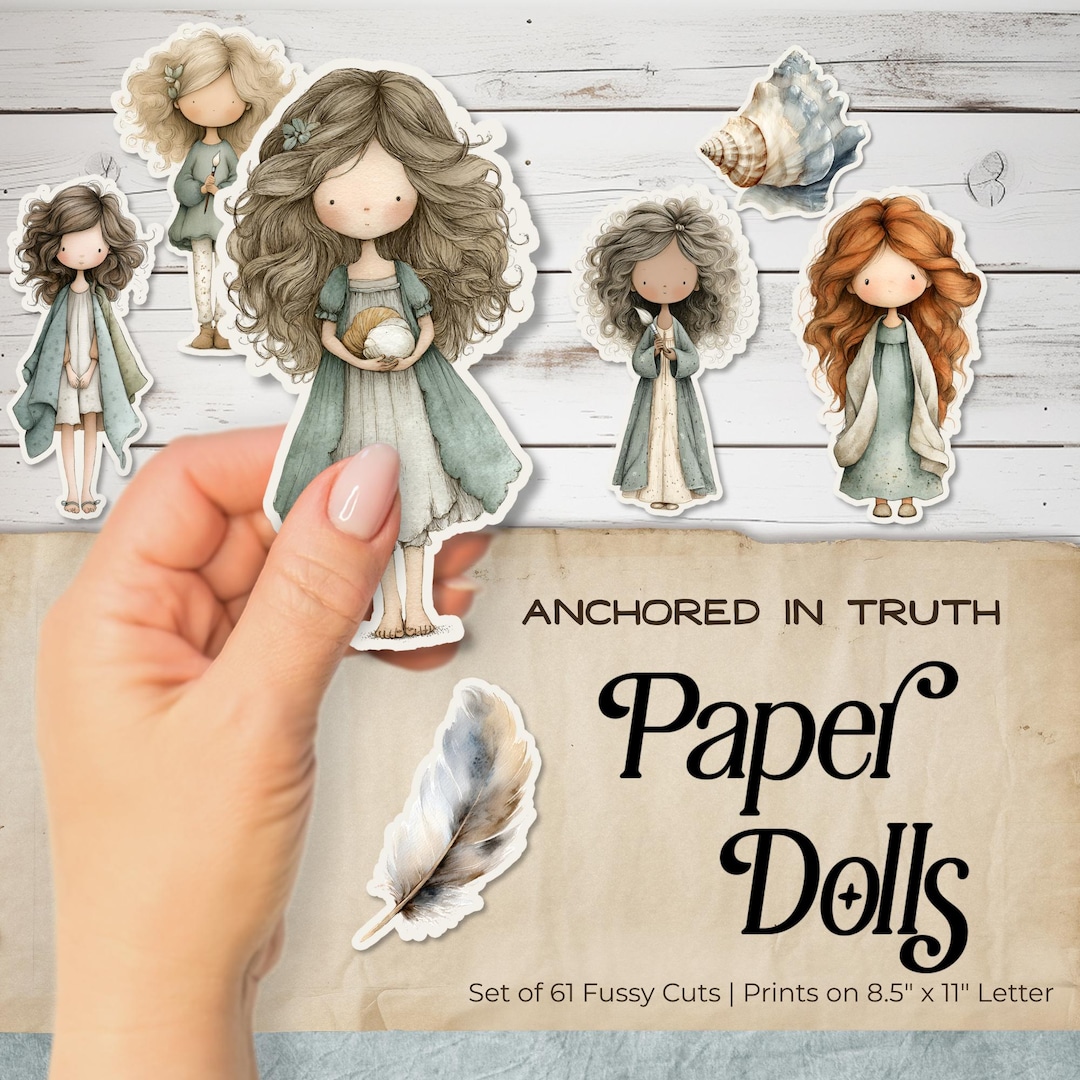 Junk Journal Digital Die-cuts | Whimsical Coastal Fussy Cut Paper Dolls ...