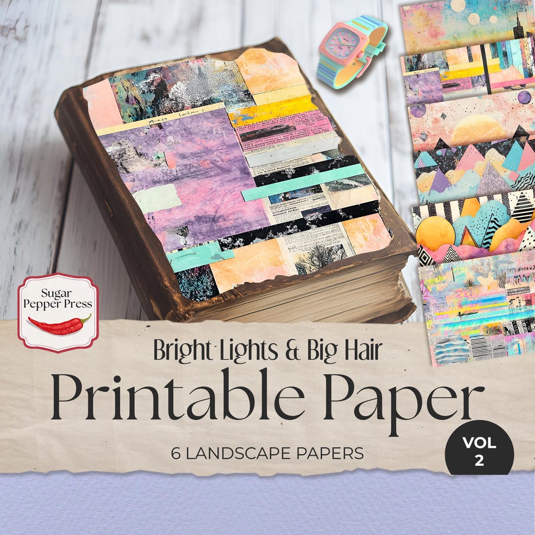 Totally 80s Neon Color Digital Paper Vol 2 | Retro Inspired for Junk ...