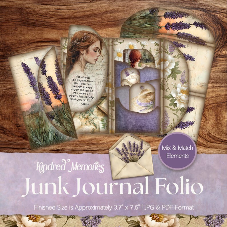 Anne Shirley Junk Journal Folio, Kindred Green Gables, Vintage ...