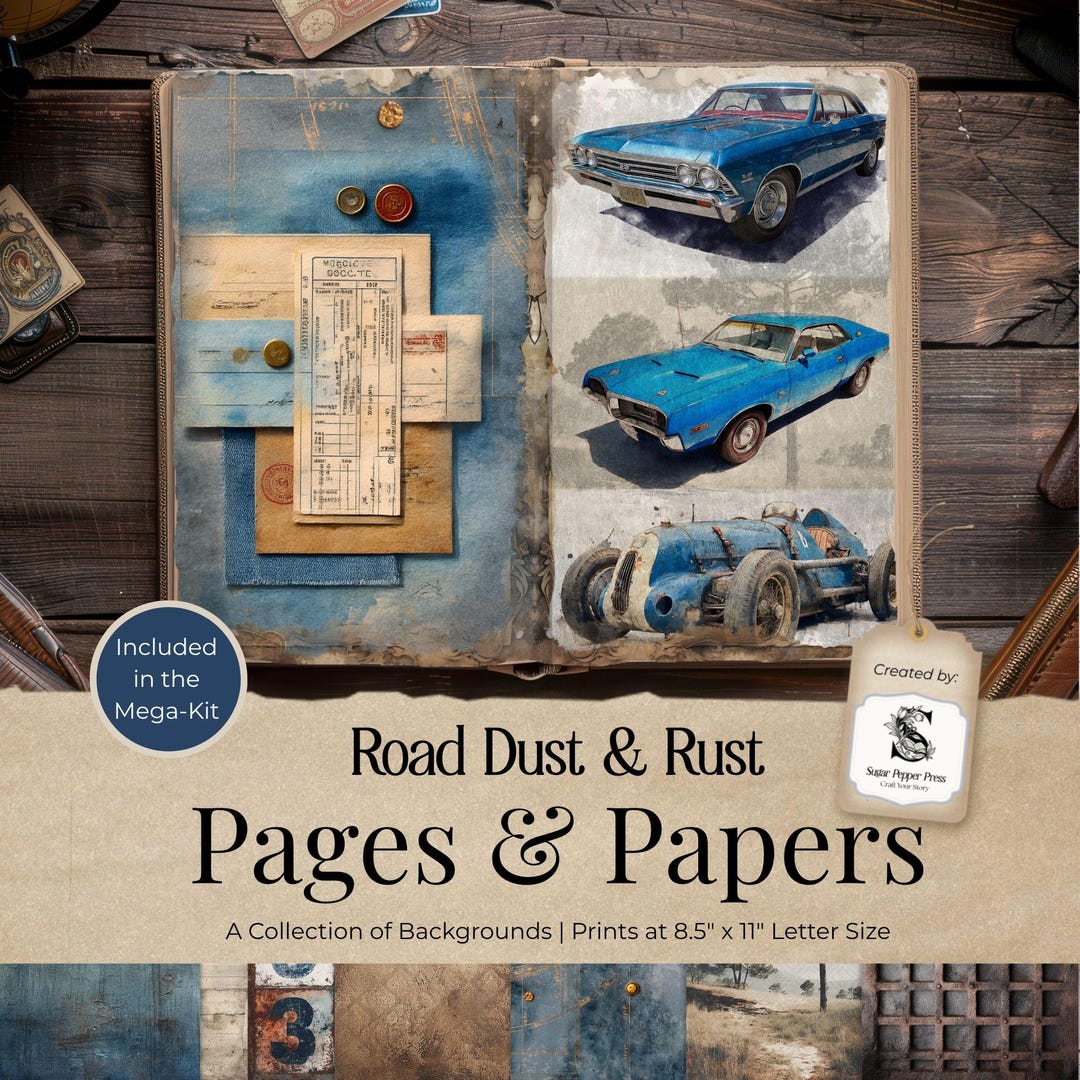Masculine Junk Journal Printable Kit, Classic Cars Men Theme Pages ...