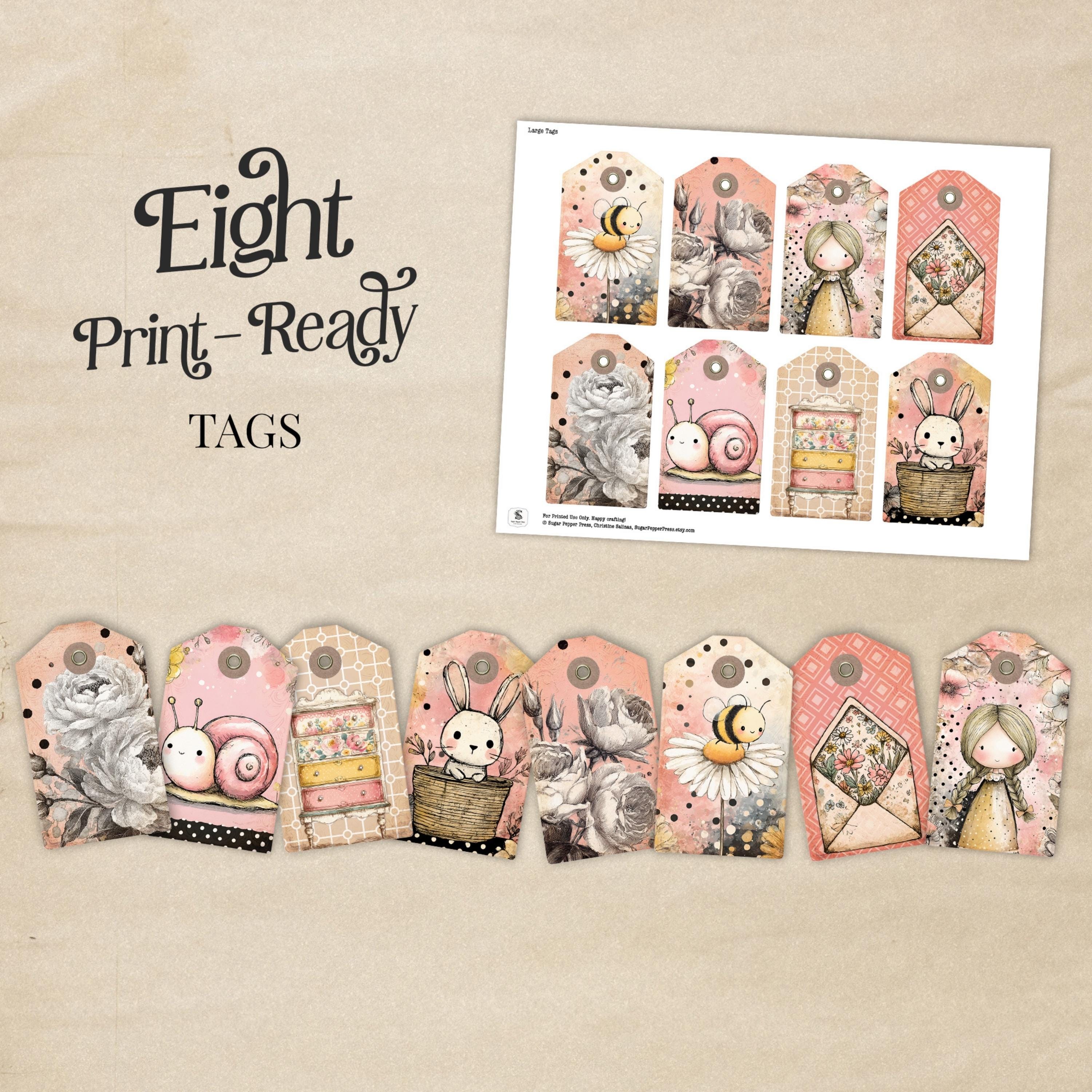 Cottage Girl Junk Journal Tags & Envelopes, Shabby Chic Whimsical ...