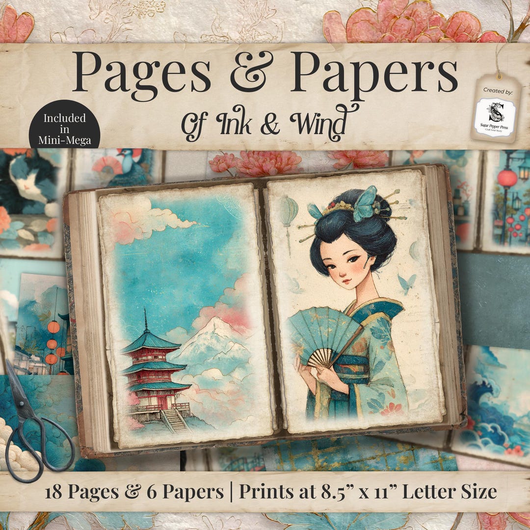 Japanese Junk Journal Pages Kit, Vintage Asian Printable Pages (digital ...