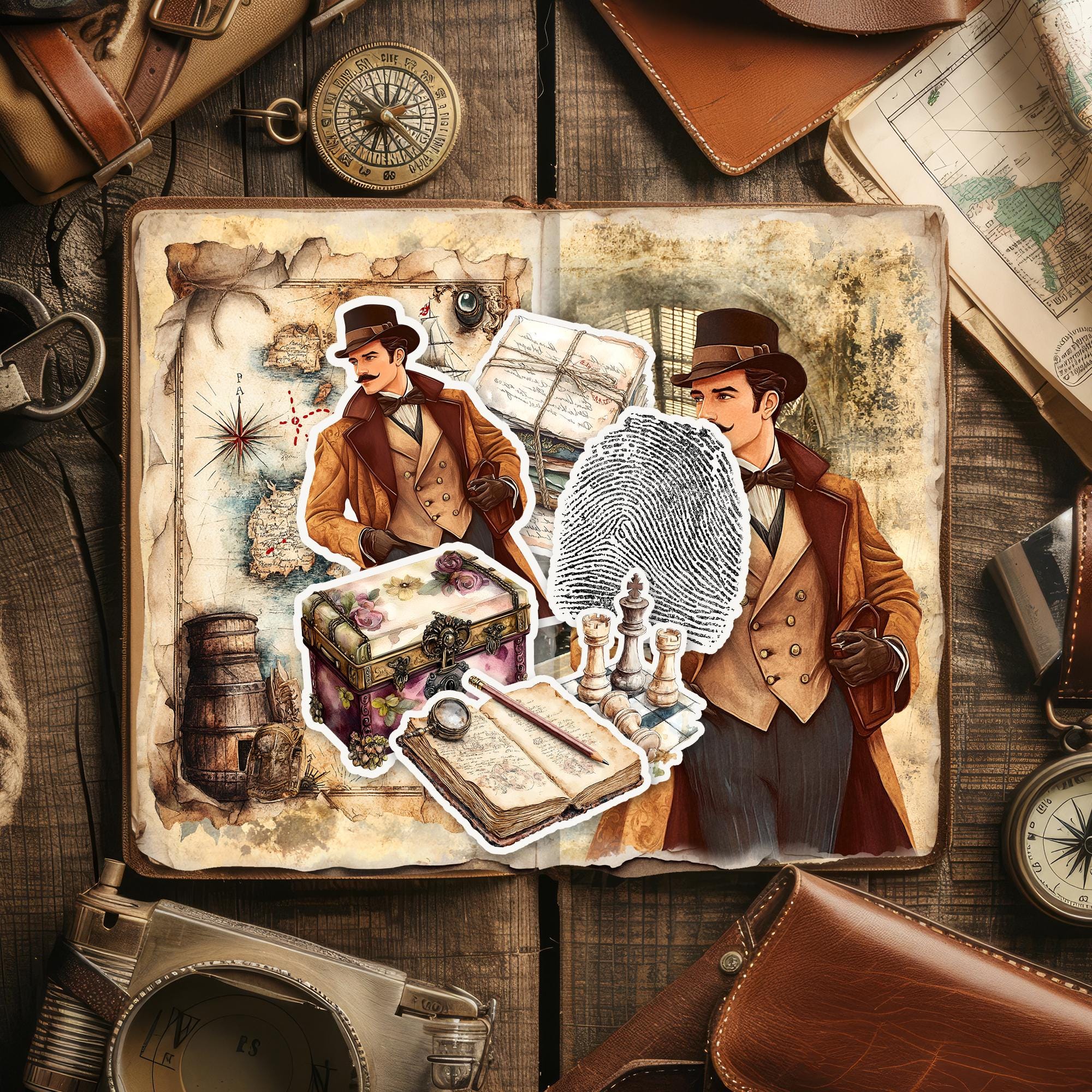 Sherlock Holmes Fussy Cuts | Victorian Mystery Junk Journal Ephemera ...