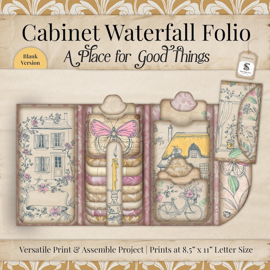 Spring Junk Journal Pocket Waterfall Folio, Vintage Shabby Chic Loaded ...