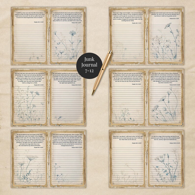 Scripture Writing Junk Journal Pages | KJV Verses, the Psalms Bible ...