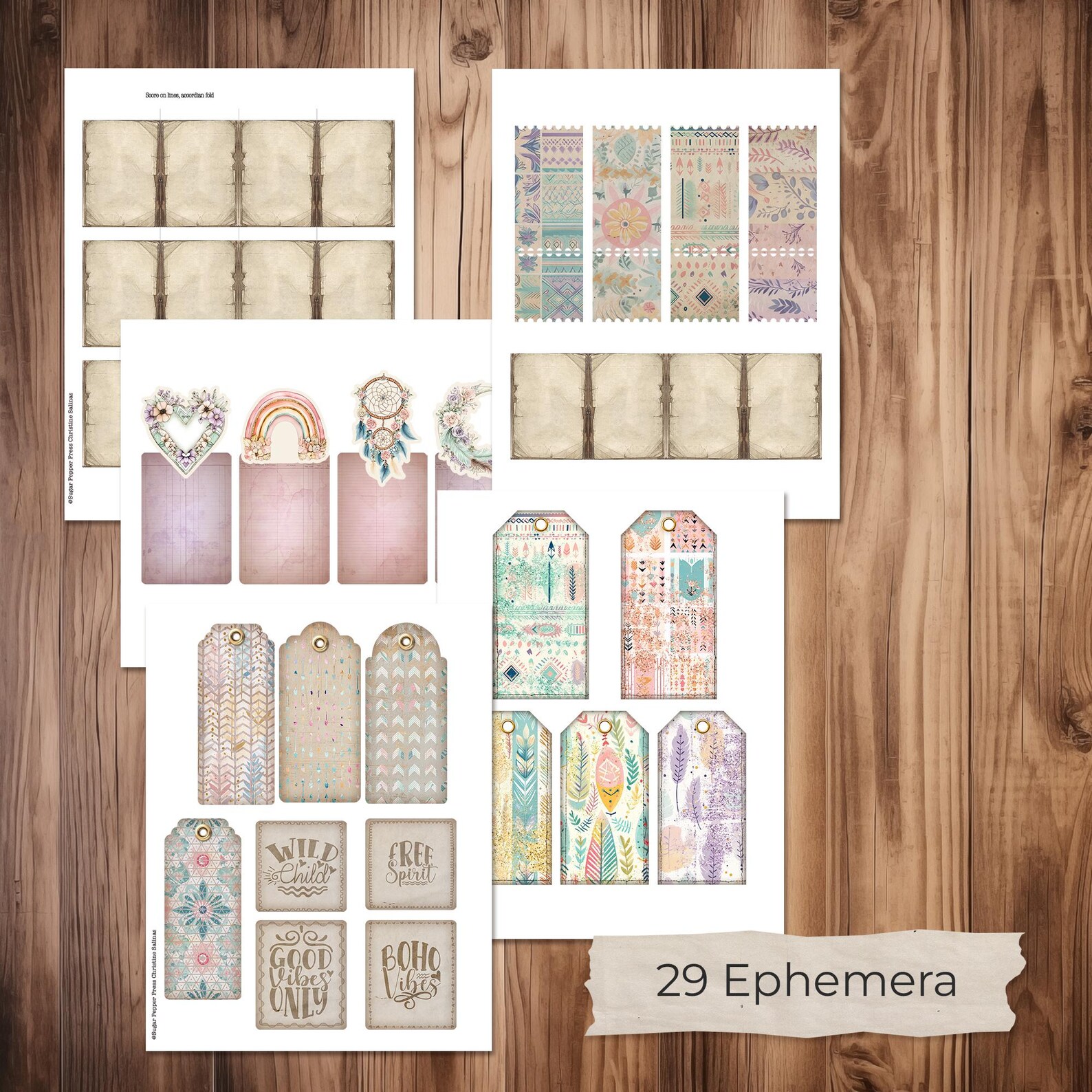 Boho Gift Card Holder Tags, Ephemera Embellishments (digital Download ...