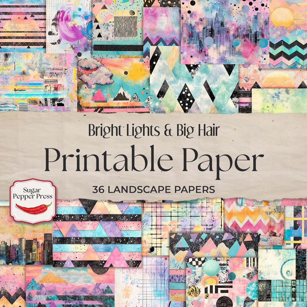 Totally 80s Background Paper Bundle | Retro Digital Papers for Junk ...