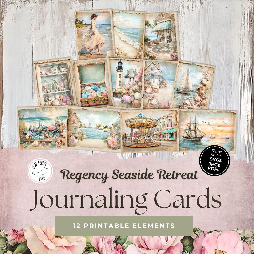 Regency Seaside Retreat Journaling Cards | Nautical Junk Journal Kit ...
