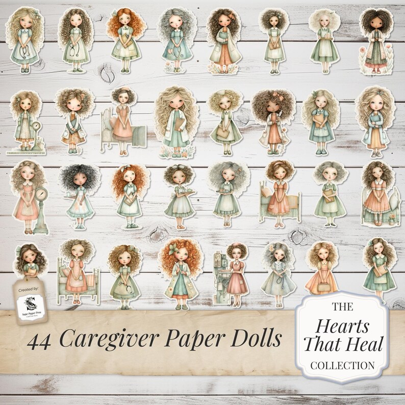 Nurse Paper Doll Fussy Cuts | Printable Whimsical Die-cuts for Medical ...