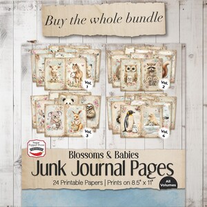 Dolphin and Birds Junk Journal Pages, Printable Papers for Scrapbooking ...
