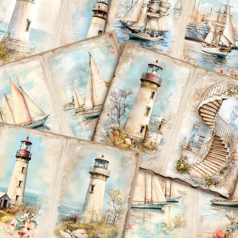 Regency Seaside Junk Journal Pages | Vintage Nautical Ephemera (digital ...