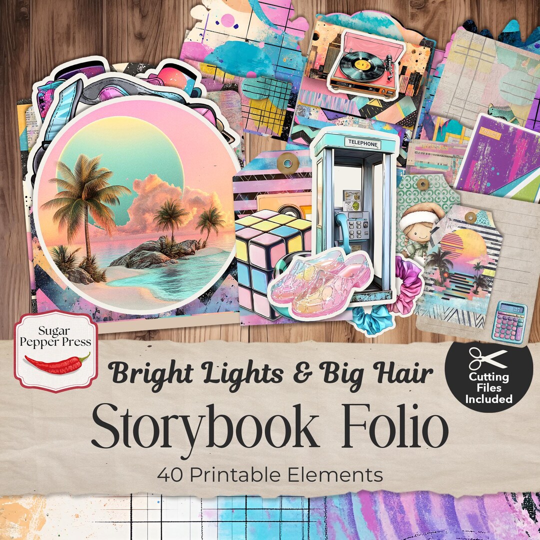 Junk Journal Folio Printable Kit | 80s Retro Ephemera, Vibrant Colors ...