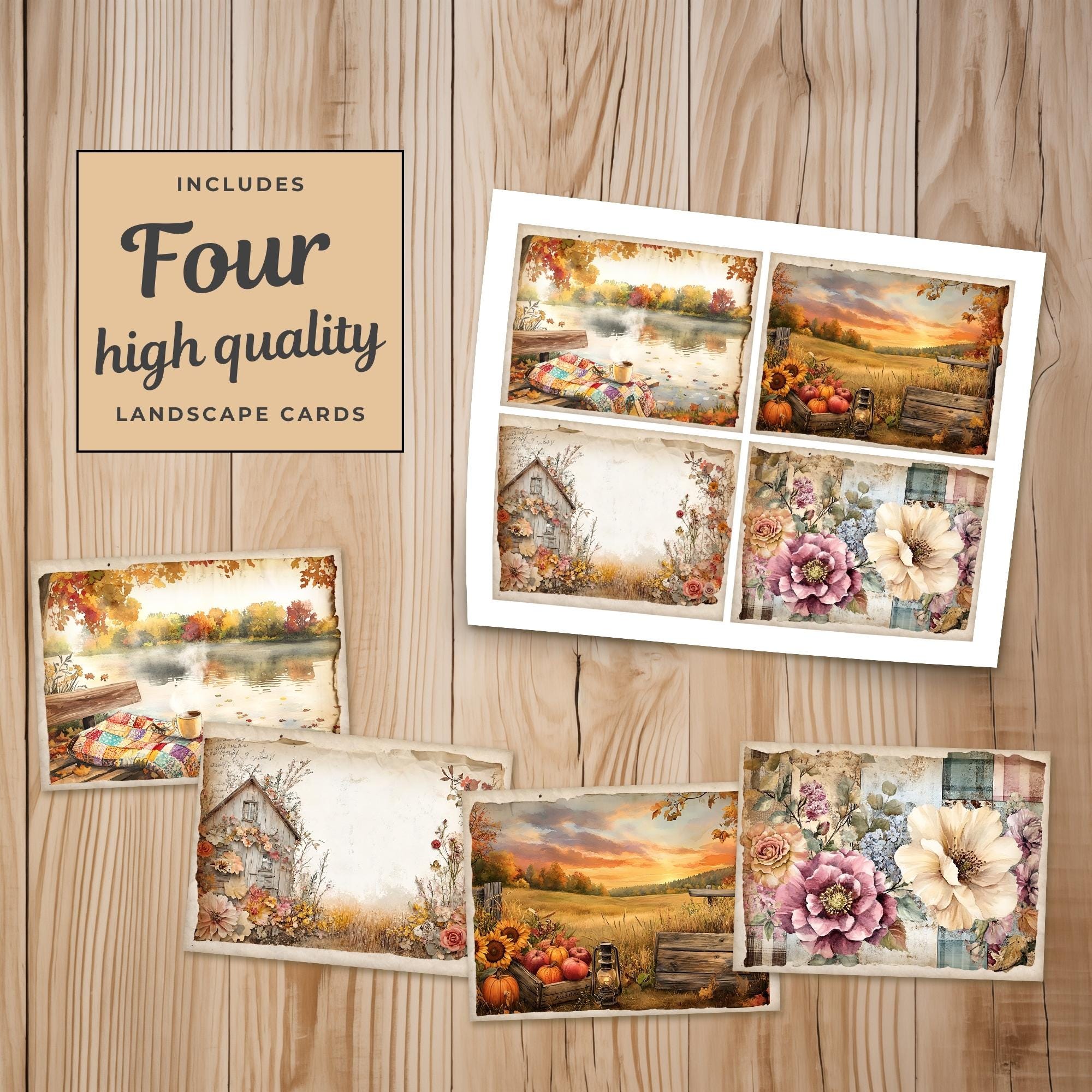 Autumn Afternoon Treasures, 12 Cozy Fall Journaling Cards, Rustic ...