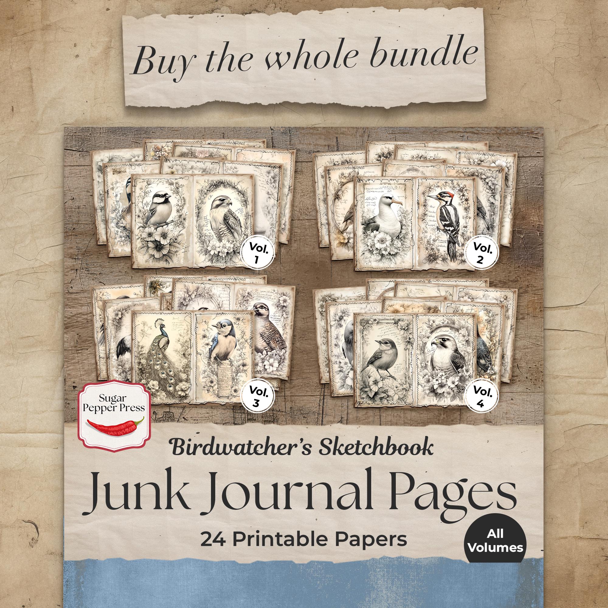 Bird Watcher Junk Journal Pages Vol 3 | Digital Download, Vintage Paper ...