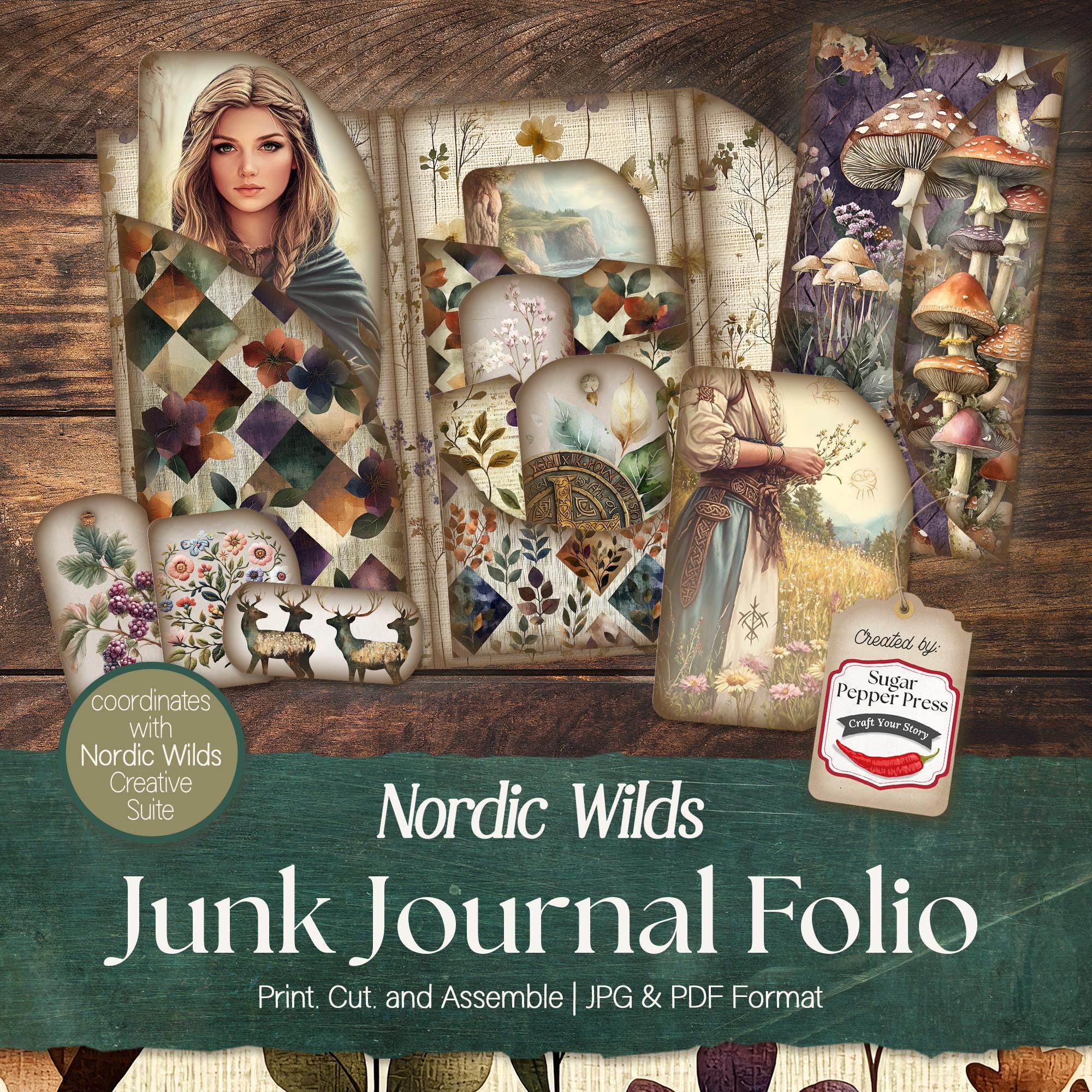 Nordic Junk Journal Folio, Viking Ephemera, Printable Scrapbook ...