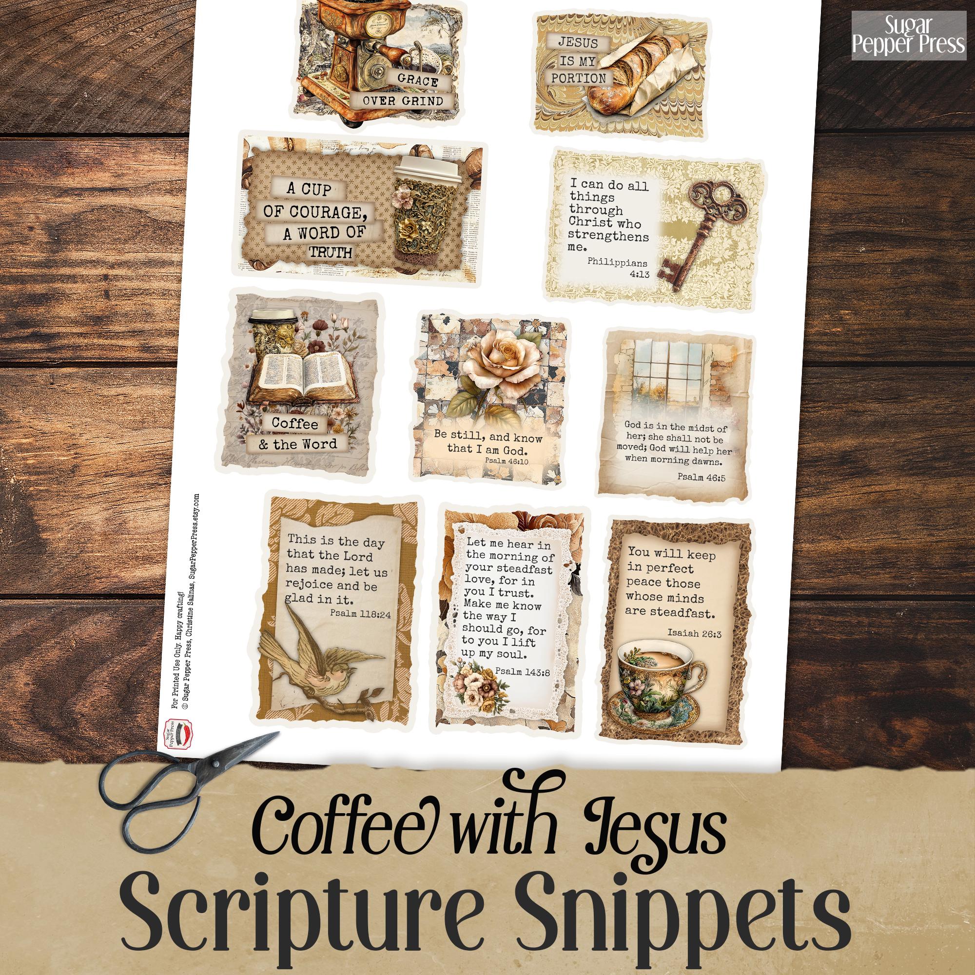 Scripture Scraps Junk Journal Ephemera | Coffee Chic Printable, Jesus ...