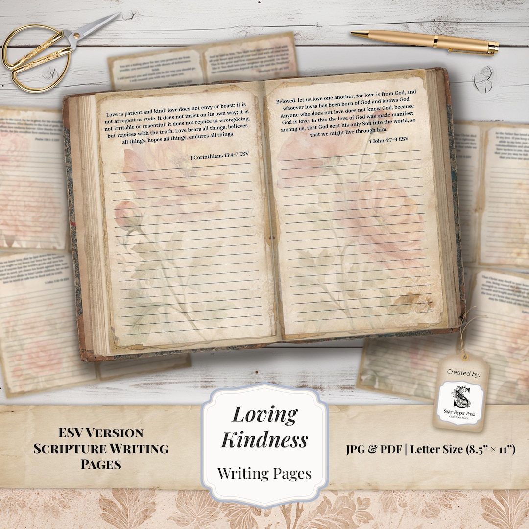 ESV Loving Kindness Scripture Writing Pages | Printable Bible Verses ...