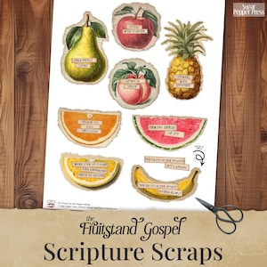 Scripture Scraps Junk Journal Ephemera | Fruit of the Spirit Printable ...