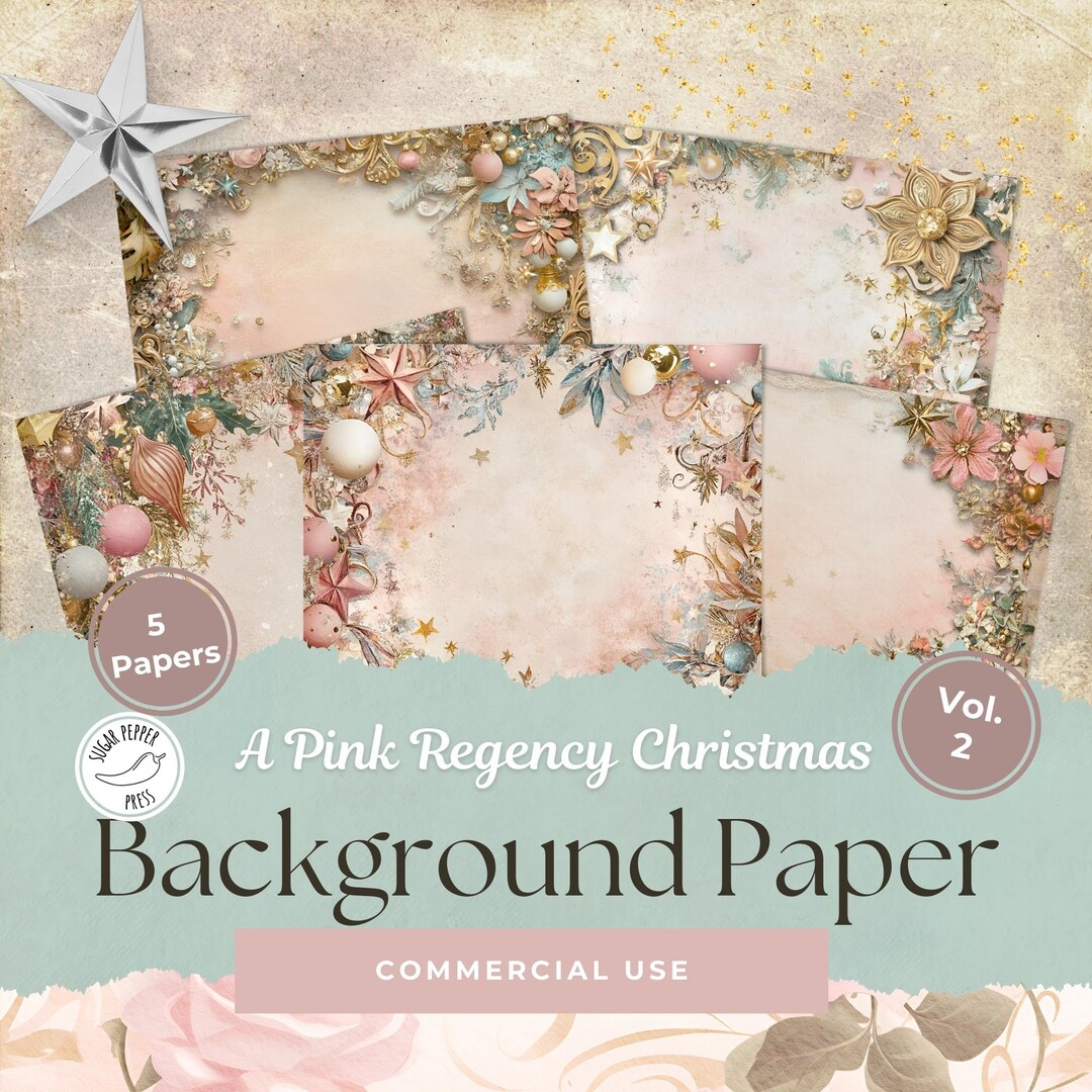 Pink Regency Christmas Background Papers Vol 2 Commercial Use | 5 ...