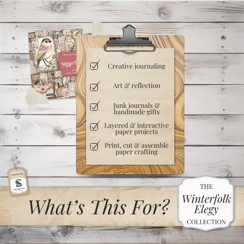 Boho Winter Woodland Friends Junk Journal Kit | Printable Pages, Papers ...