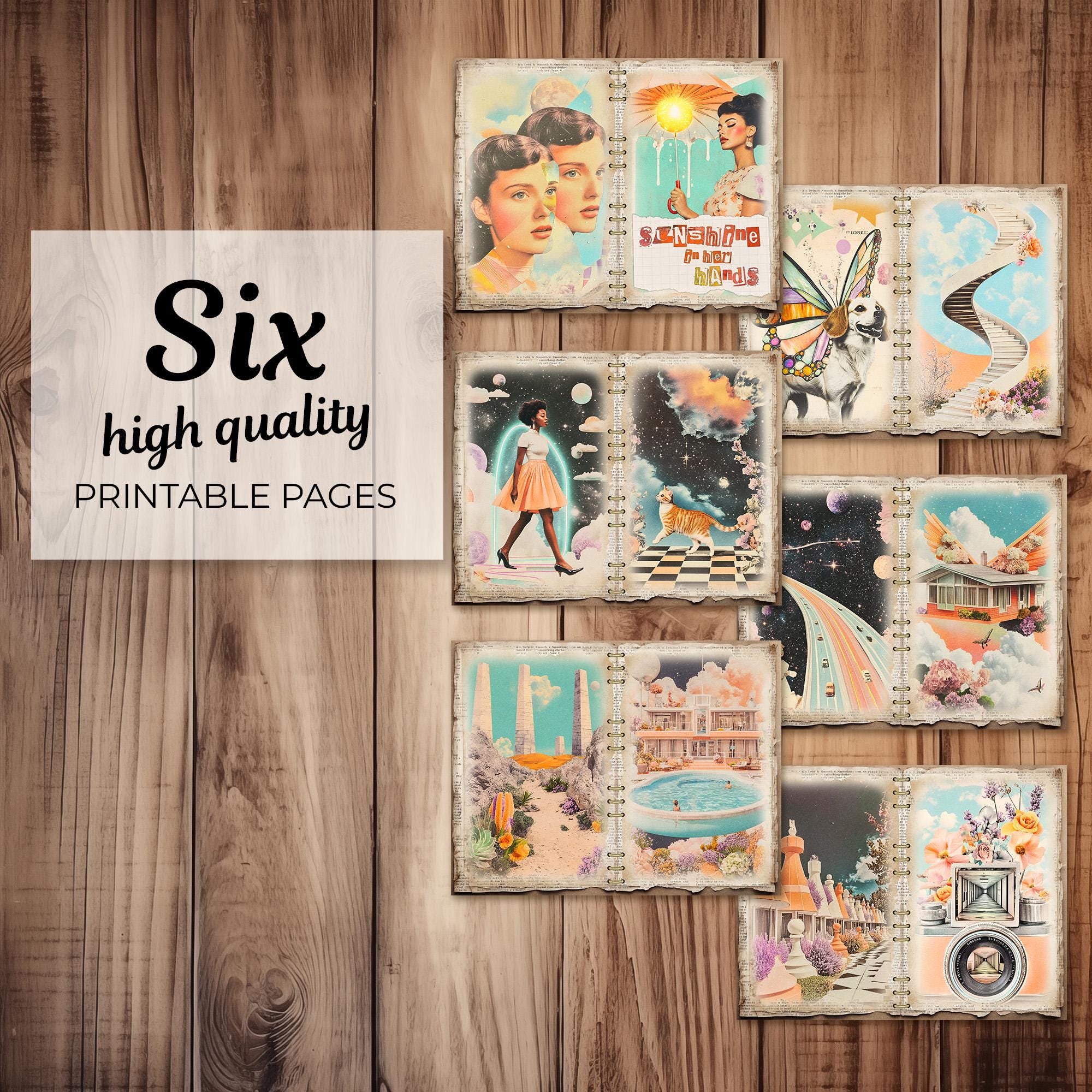 Retro Surrealist Junk Journal Pages | Mid-century Digital Collage Art ...