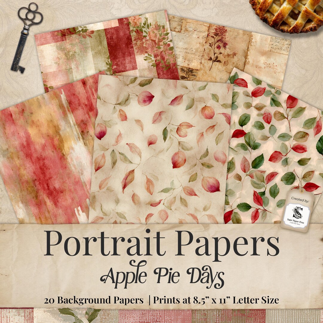 Apple Portrait Background Papers, Printable Autumn Pages for Fall ...