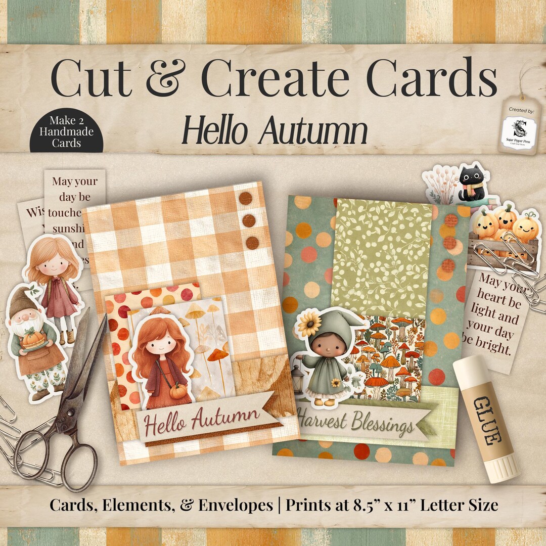Fall Printable Card Making Kit – Easy DIY Autumn Greeting Cards ...