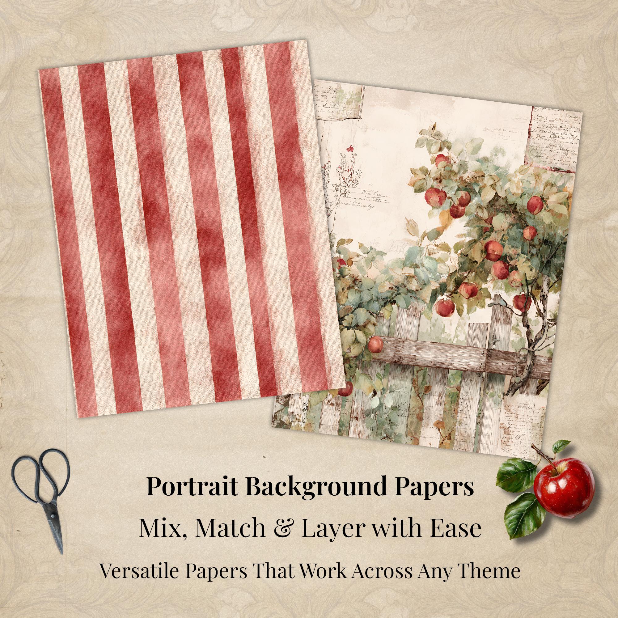 Apple Portrait Background Papers, Printable Autumn Pages for Fall ...