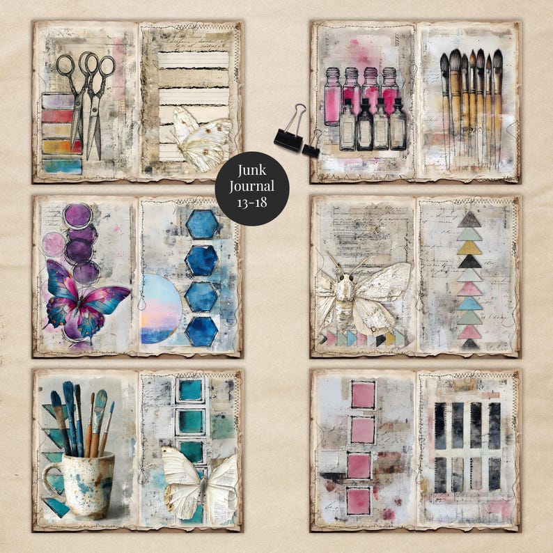 Paint Swatch Pages & Papers | Vintage Grungy Junk Journal for ...