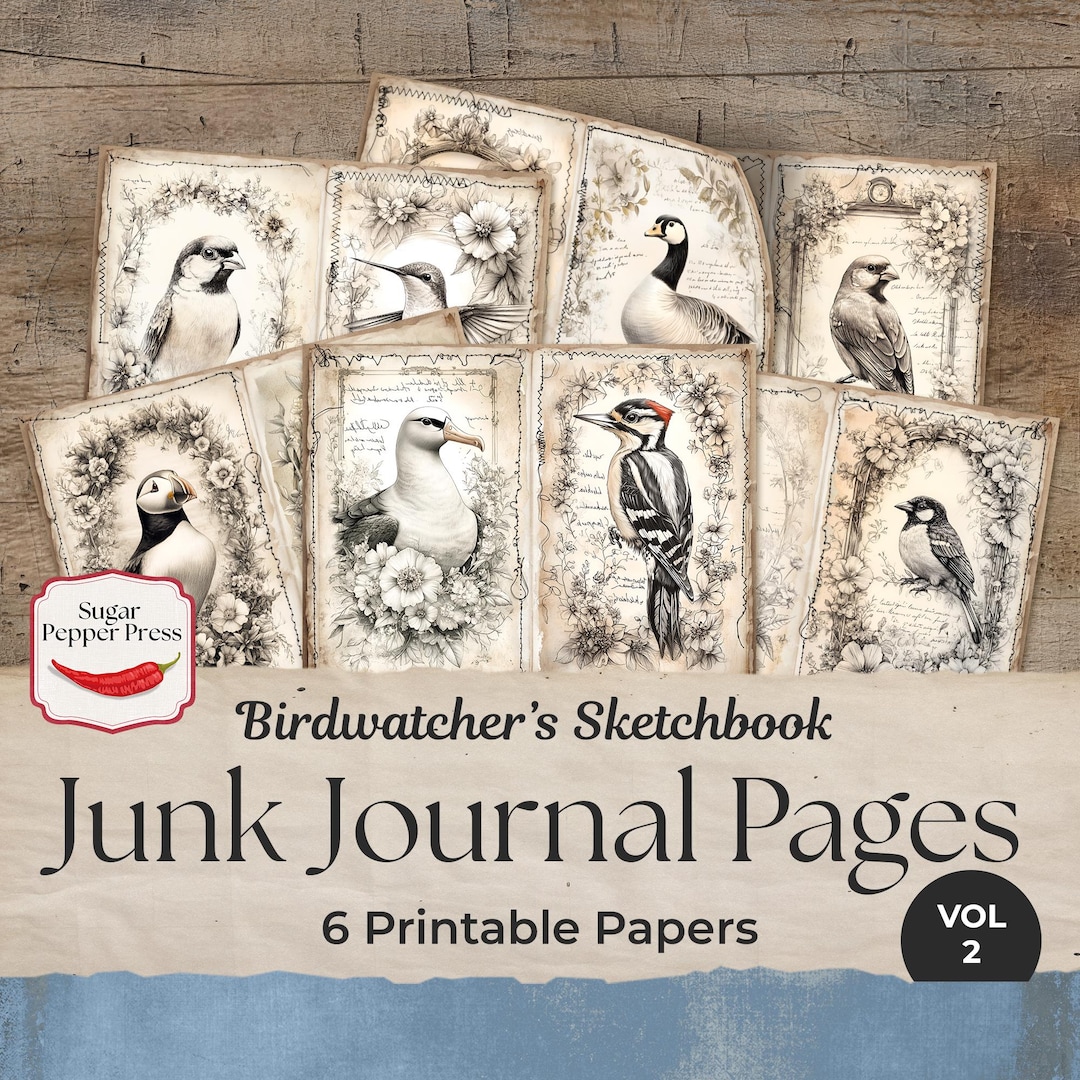Bird Watcher Junk Journal Pages | Birdwatcher Sketchbook Vol 2, Vintage ...