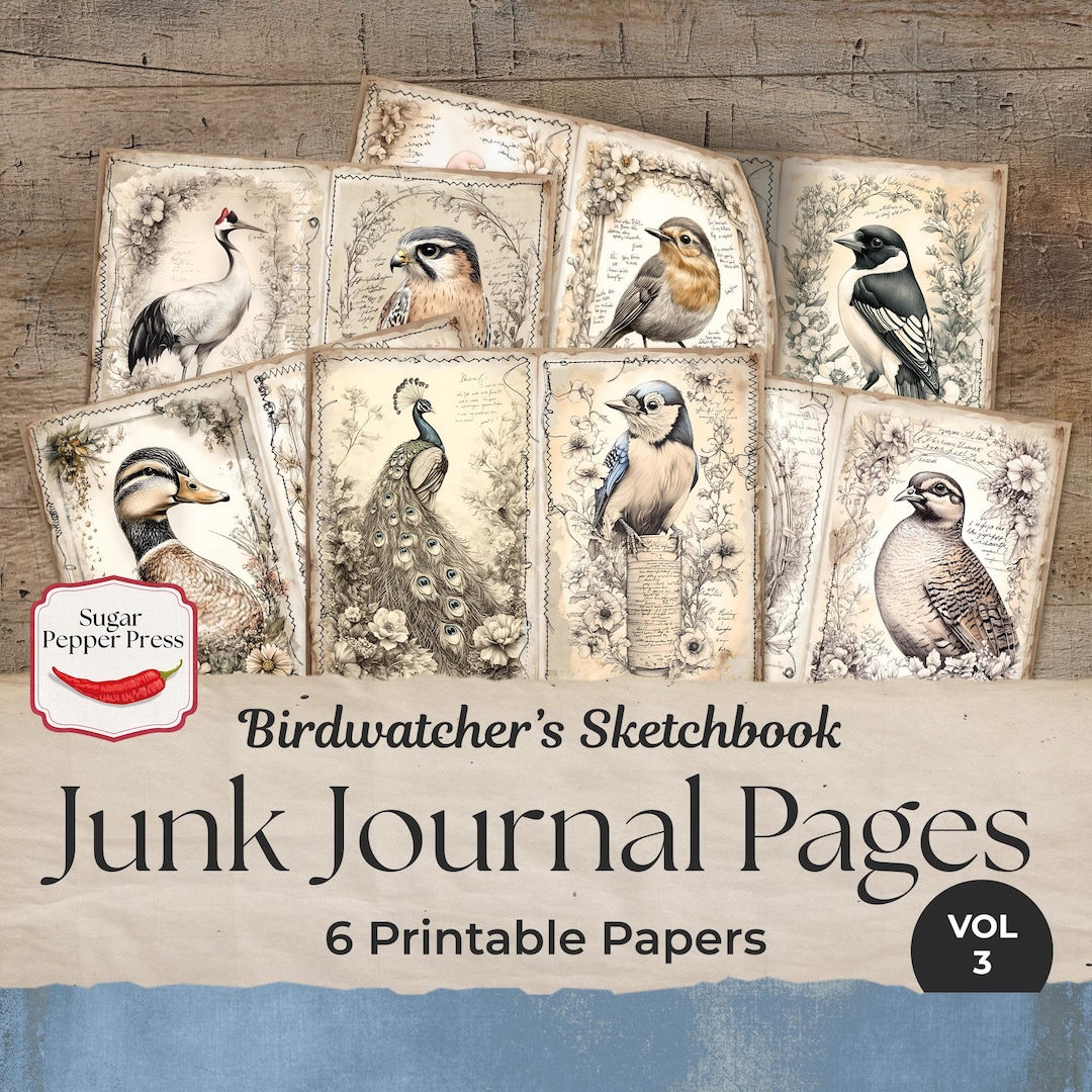 Bird Watcher Junk Journal Pages Vol 3 | Digital Download, Vintage Paper ...