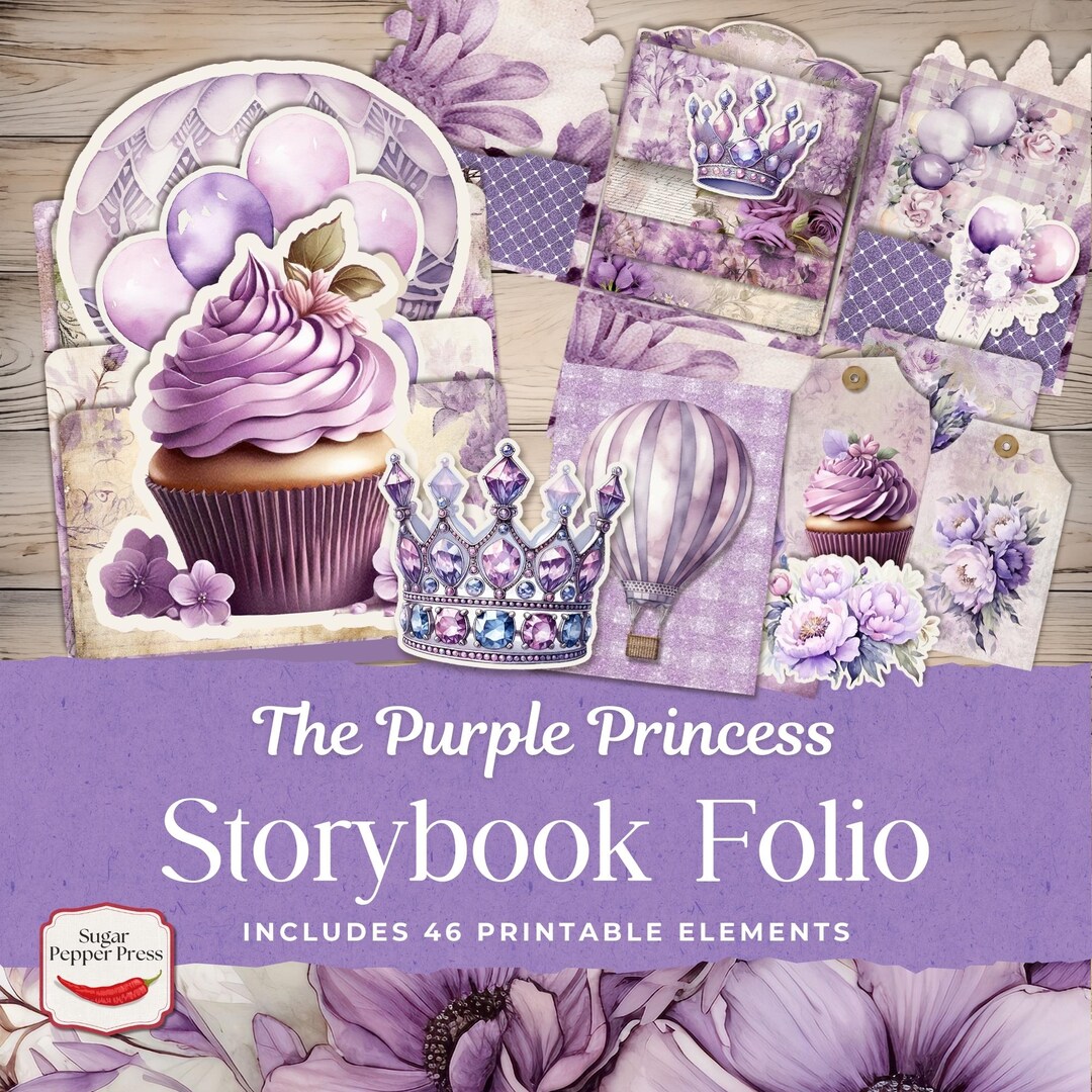 Lilac Vintage Purple Princess Junk Journal Folio Kit, Storybook ...