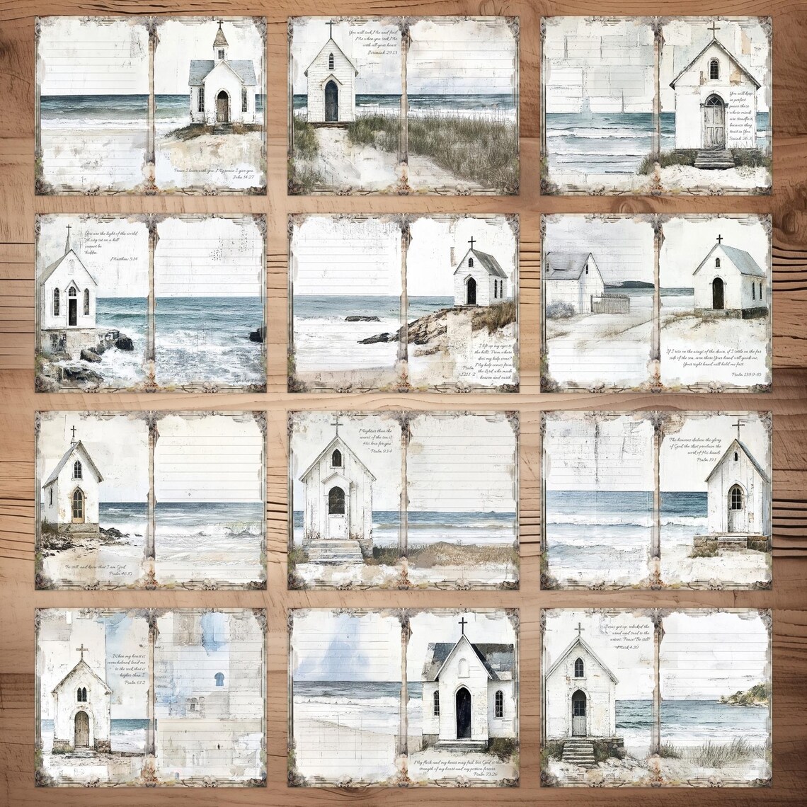 Faith Beach Lined Junk Journal Pages, Coastal Scripture (digital ...