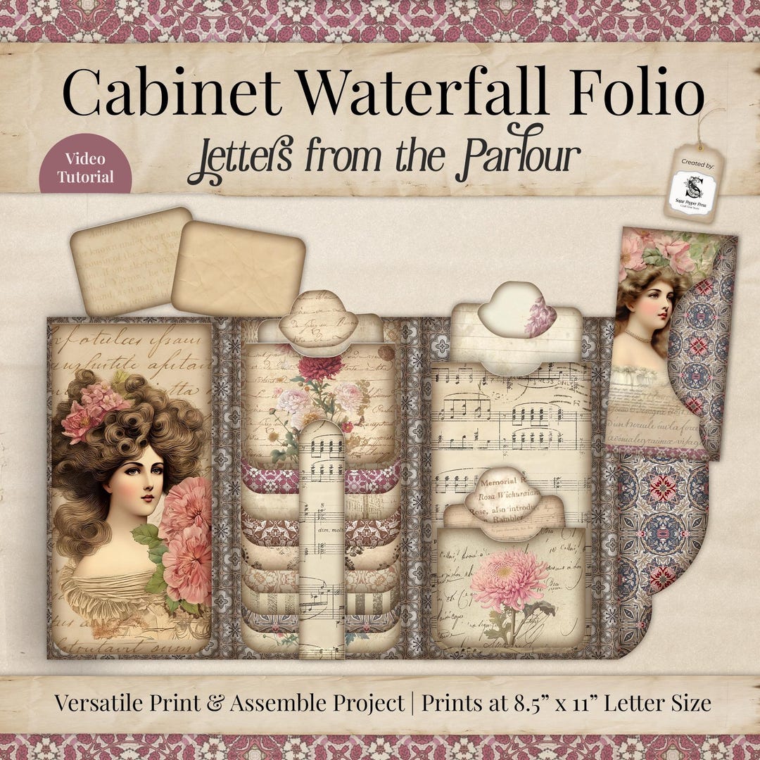 Victorian Vintage Junk Journal Waterfall Folio, With Video Tutorial ...