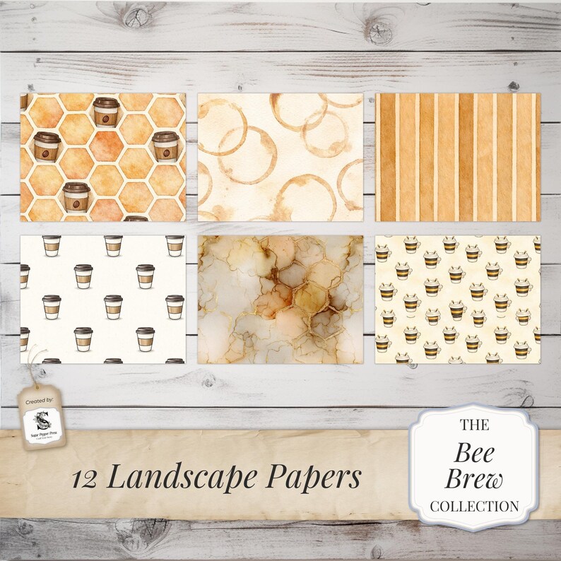 Coffee Bee Printable Background Papers | Junk Journal & Scrapbook Pages ...