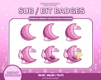 Star Twitch Sub Badges / Bit Badges / Sparkling Pastel Star Badge Set ...