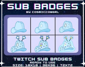 Fuzzy Cowboy Hat Twitch Sub Badge Set / Cowgirl / Hats / Stars / Kawaii ...